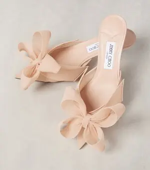 JIMMY CHOO Staz 50 Bow-detail Mesh Mules