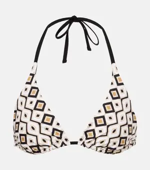 Max Mara Amedea Printed Bikini Top - White
