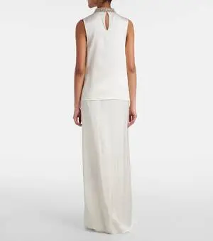 TOM FORD Embellished Silk Satin Top - White