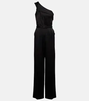 Max Mara Gioire Belted One-shoulder Jumpsuit - Black