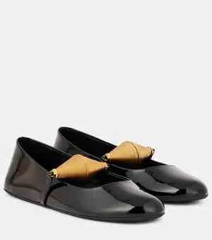 Alaïa Embellished Patent Leather Ballet Flats