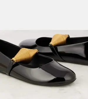 Alaïa Embellished Patent Leather Ballet Flats
