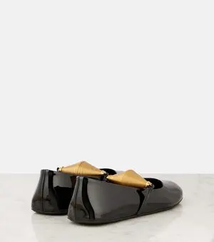Alaïa Embellished Patent Leather Ballet Flats