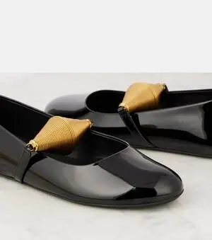 Alaïa Embellished Patent Leather Ballet Flats