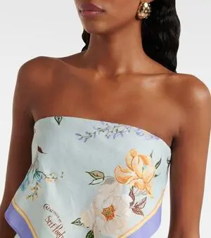 SELF-PORTRAIT Floral Linen And Cotton Crop Top
