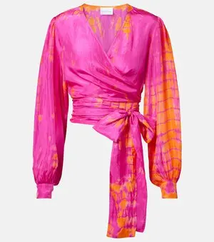 Anna Kosturova Tie-dye Silk Wrap Top - Multicoloured