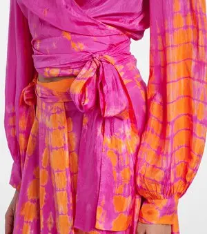 Anna Kosturova Tie-dye Silk Wrap Top