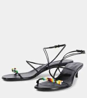 Khaite Loop 35 Beaded Leather Sandals - Black