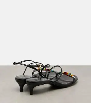 Khaite Loop 35 Beaded Leather Sandals - Black