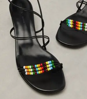 Khaite Loop 35 Beaded Leather Sandals - Black