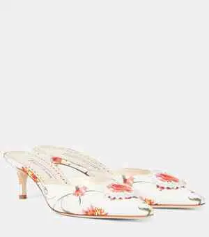 Manolo Blahnik Floral Mules Clogs For Women