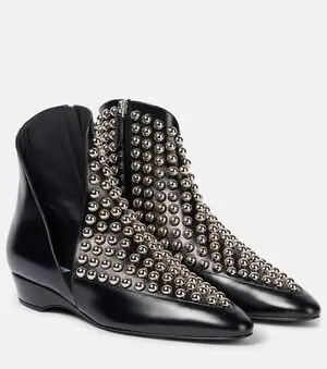 Alaïa Studded Leather Ankle Boots - Black