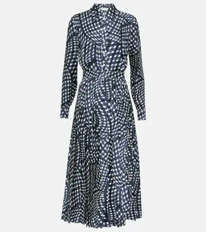 Tory Burch Checked Pleated Silk Shirt Dress - Multicoloured