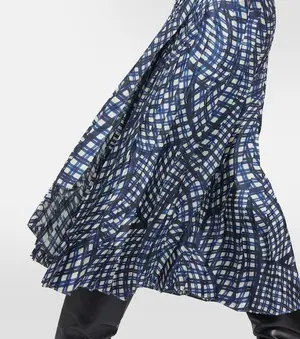 Tory Burch Checked Pleated Silk Shirt Dress