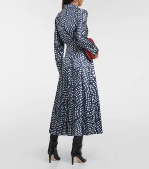 Tory Burch Checked Pleated Silk Shirt Dress