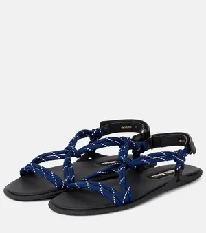 Miu Miu Riviere Leather-trimmed Sandals - Blue
