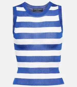 Dolce & Gabbana Ribbed-knit Striped Tank Top - Blue