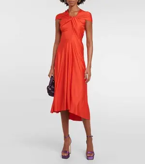 Victoria Beckham Draped Satin Midi Dress