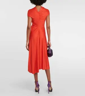 Victoria Beckham Draped Satin Midi Dress