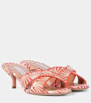 AQUAZZURA Divine 50 Leather-trimmed Mules