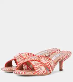 AQUAZZURA Divine 50 Leather-trimmed Mules
