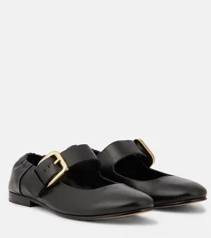 Bottega Veneta Astaire Leather Mary Jane Flats - Black