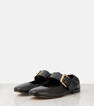 Bottega Veneta Astaire Leather Mary Jane Flats - Black