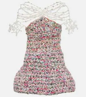 SUSAN FANG Beaded Crochet Minidress - Multicoloured