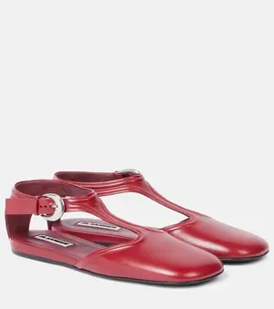 JIL SANDER Leather T-bar Flats