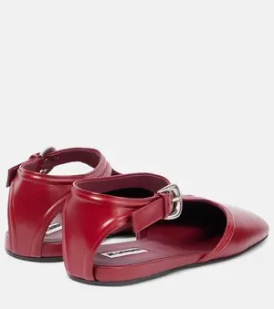 JIL SANDER Leather T-bar Flats