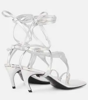 Attico Nova 65 Metallic Leather Thong Sandals - Silver