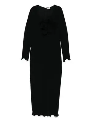 Magda Butrym Floral-appliqué Maxi Dress - Black