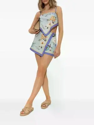 SELF-PORTRAIT Floral-print Shorts - Blue
