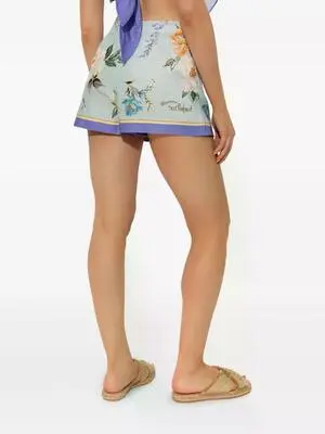 SELF-PORTRAIT Floral-print Shorts - Blue