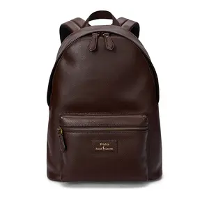 Polo Ralph Lauren Pebbled Leather Backpack - Dark Brown