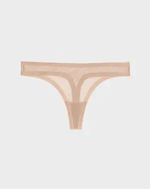 EBY Sheer Thong Panties, Seamless - Champagne