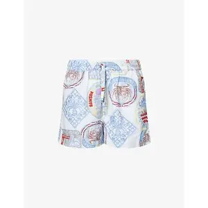 DAMSON MADDER Printed Cotton-linen Blend Shorts