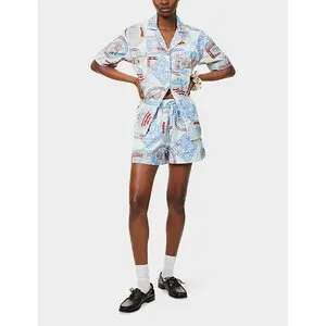 DAMSON MADDER Printed Cotton-linen Blend Shorts