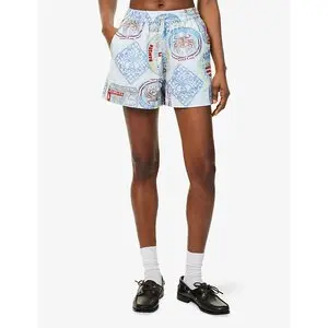 DAMSON MADDER Printed Cotton-linen Blend Shorts