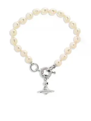 VIVIENNE WESTWOOD Orb Pendant Faux Pearl Bracelet - White
