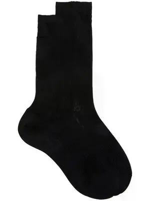 Maria La Rosa Fine-ribbed Silk Socks - Black