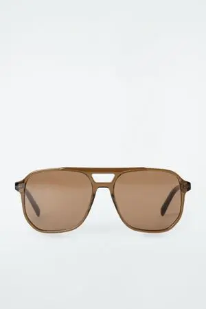 Cos Oversized Square-frame Aviator Sunglasses - Beige