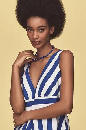 Anthropologie V-Neck Fit & Flare Midi Dress In Blue - 66% Off