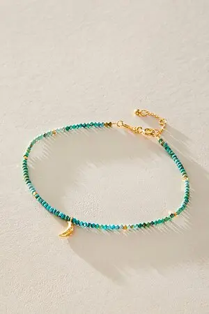 SATYA JEWELRY Moonlit Journey Turquoise Anklet - Gold