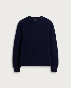 DRAKE'S Brushed Shetland Crew Knit Navy
