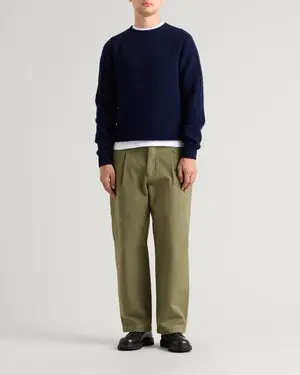 DRAKE'S Brushed Shetland Crew Knit - Navy