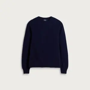 DRAKE'S Brushed Shetland Crew Knit - Navy