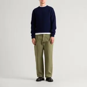 DRAKE'S Brushed Shetland Crew Knit - Navy