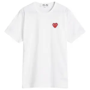 Play Comme Des Garcon Studded Heart T-shirt - White/red