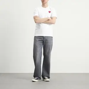 Play Comme Des Garcon Studded Heart T-shirt - White/red